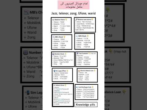 important sim codes of all mobile companies. #jazz #zong #telenor #ufone #warid
