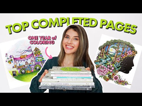 ONE YEAR OF ADULT COLORING: My Top 10 Completed Coloring Pages! 🌸 🌈