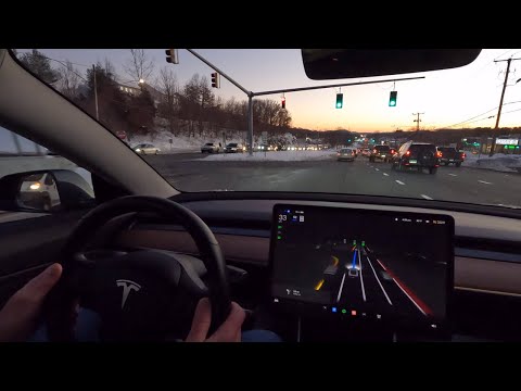 Tesla FSDBeta v10.8 - 9 min. drive time lapse in Connecticut with no interventions!