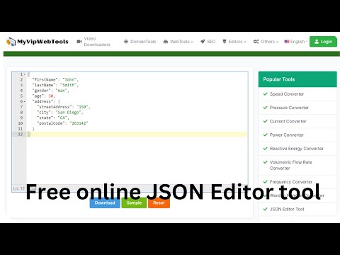 Edit your JSON file online with this free online JSON Editor Tool