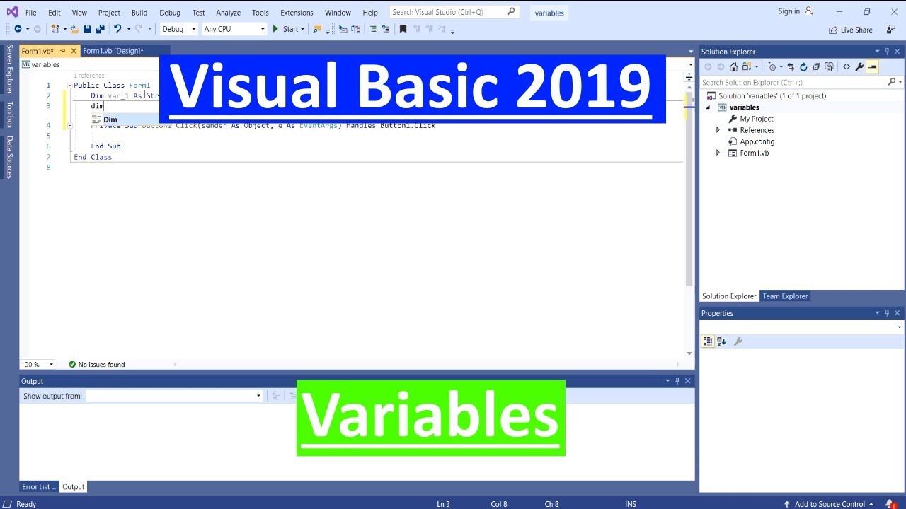 Introduction to Visual Basic Series  - Introduction to Variables