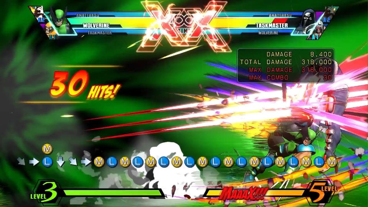 ULTIMATE MARVEL VS. CAPCOM 3 Taskmaster Wolverine B unblockable