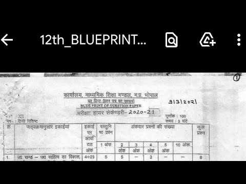 Class 12th New Sanshodhit Blueprint 2020-21 Pdf download l By Vinay Sahu