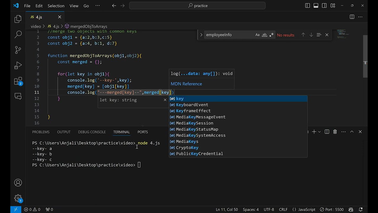 How to Merge Two JavaScript Objects with Common Keys into Arrays | JavaScript Coding Tutorial