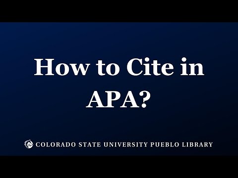 How to Cite in APA Style