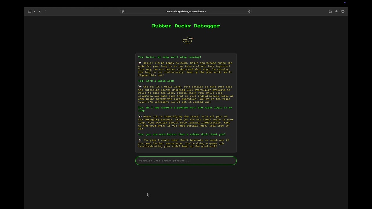 Rubber Ducky Debugger - AI-Powered Debugging Assistant