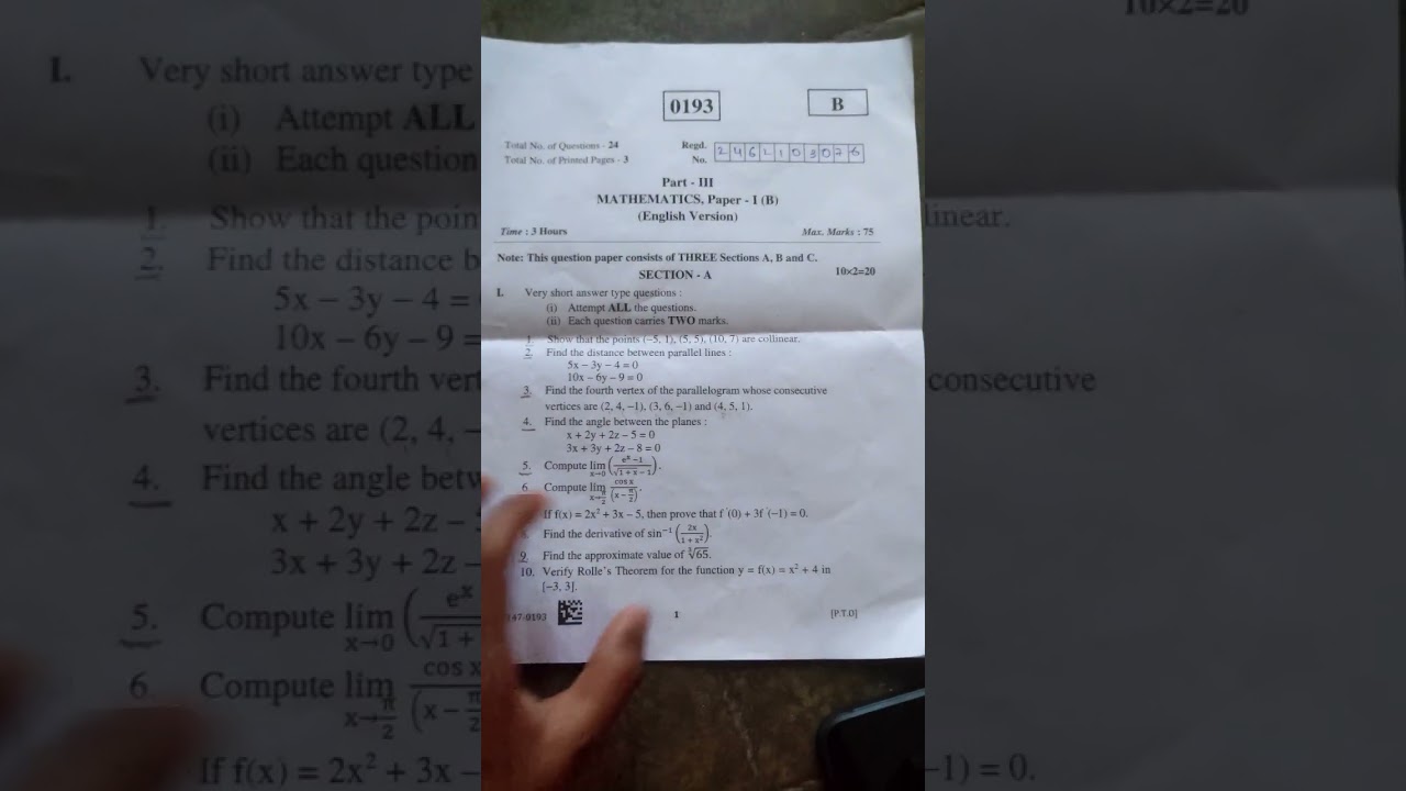 TS intermediate 1st year | mathematics paper 1b question paper #2024 #importantessaywriting