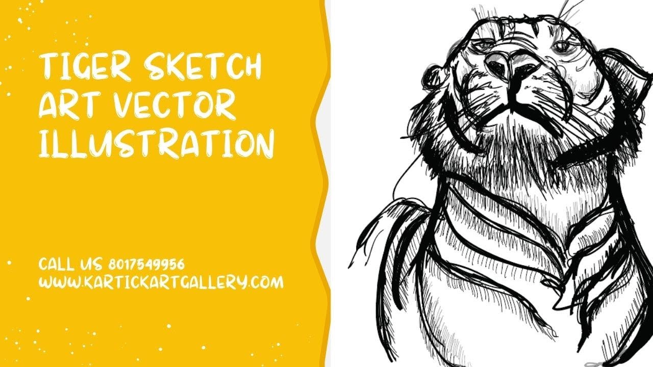 Tiger sketch vector illustration sketch art #art #shorts #onlinelearningbox