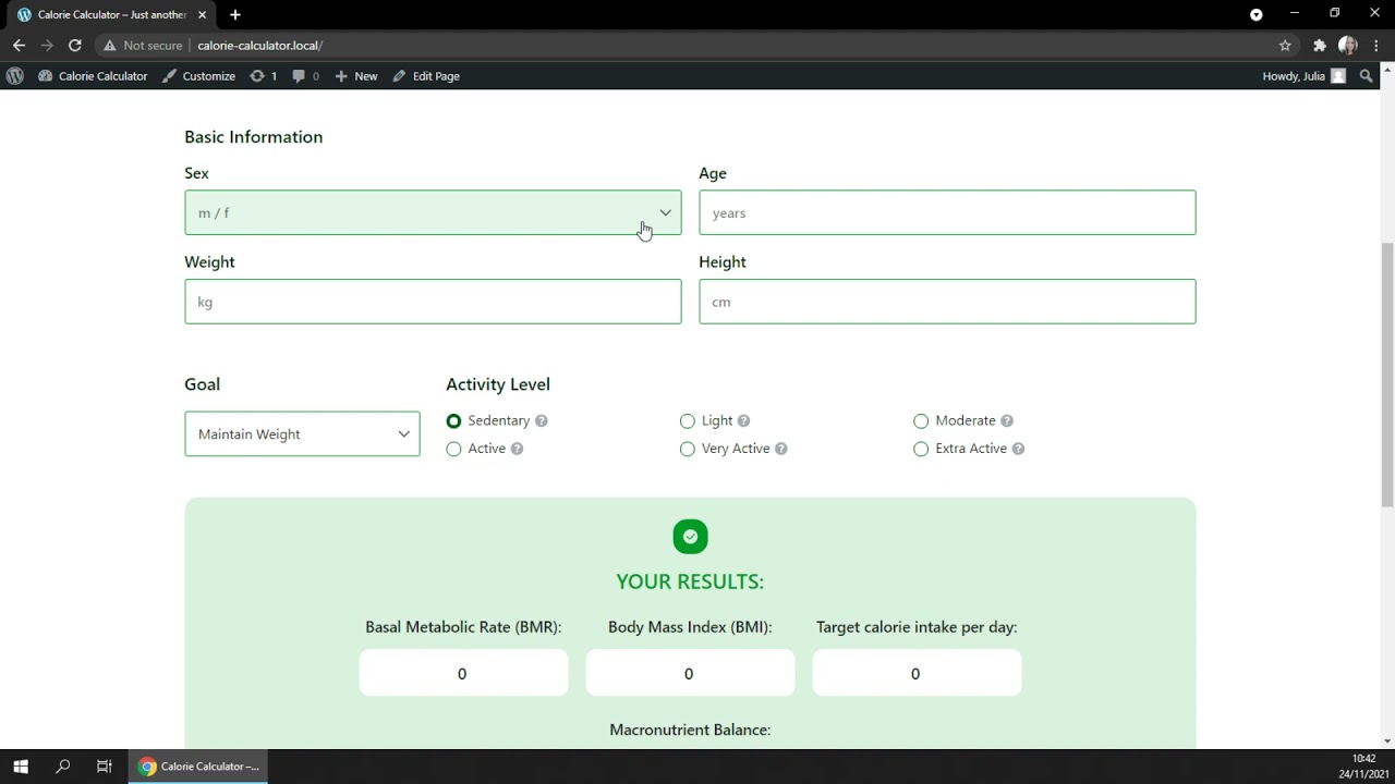 WP Calorie Calculator PRO (with macros)