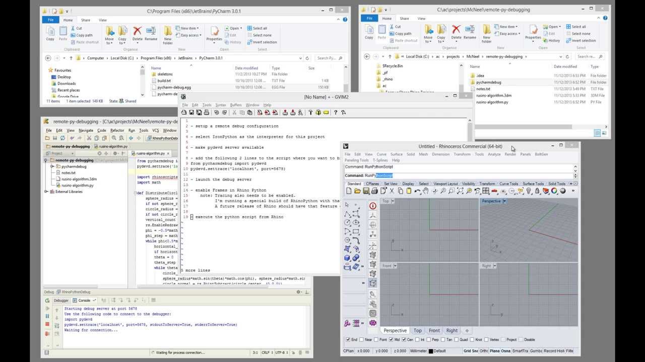 Rhino Python remote debugging with PyCharm
