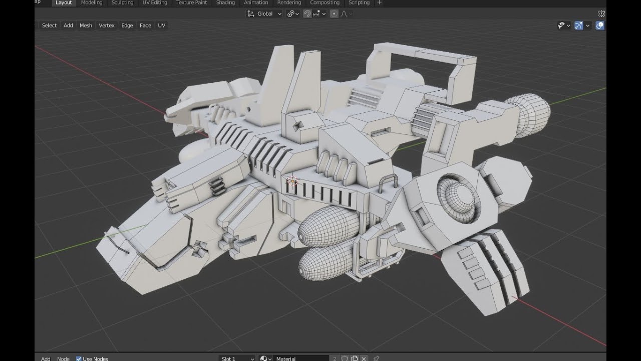 Spacecraft Modeling (slow version) - Grid Modeler (blender addon)