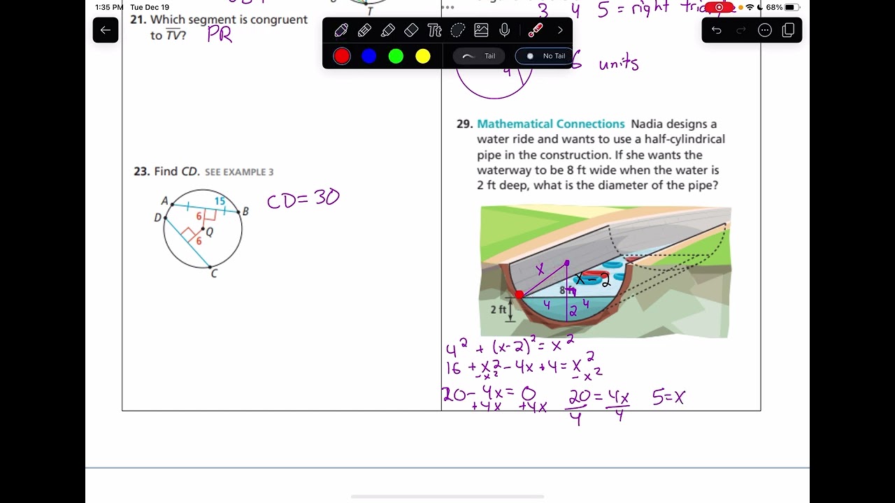 Honors Geometry 10-3 Answer Key Video