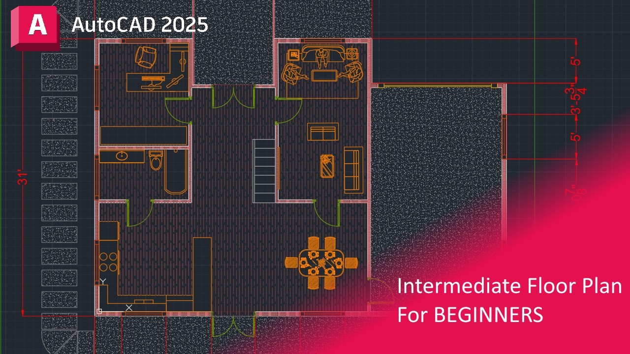 Intermediate Floor Plan For BEGINNERS - AutoCAD 2025