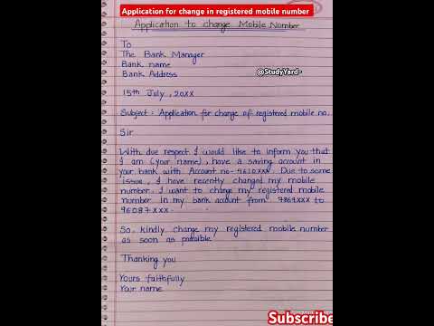 Application for change in registered mobile number to bank l letter for change in registered mob no