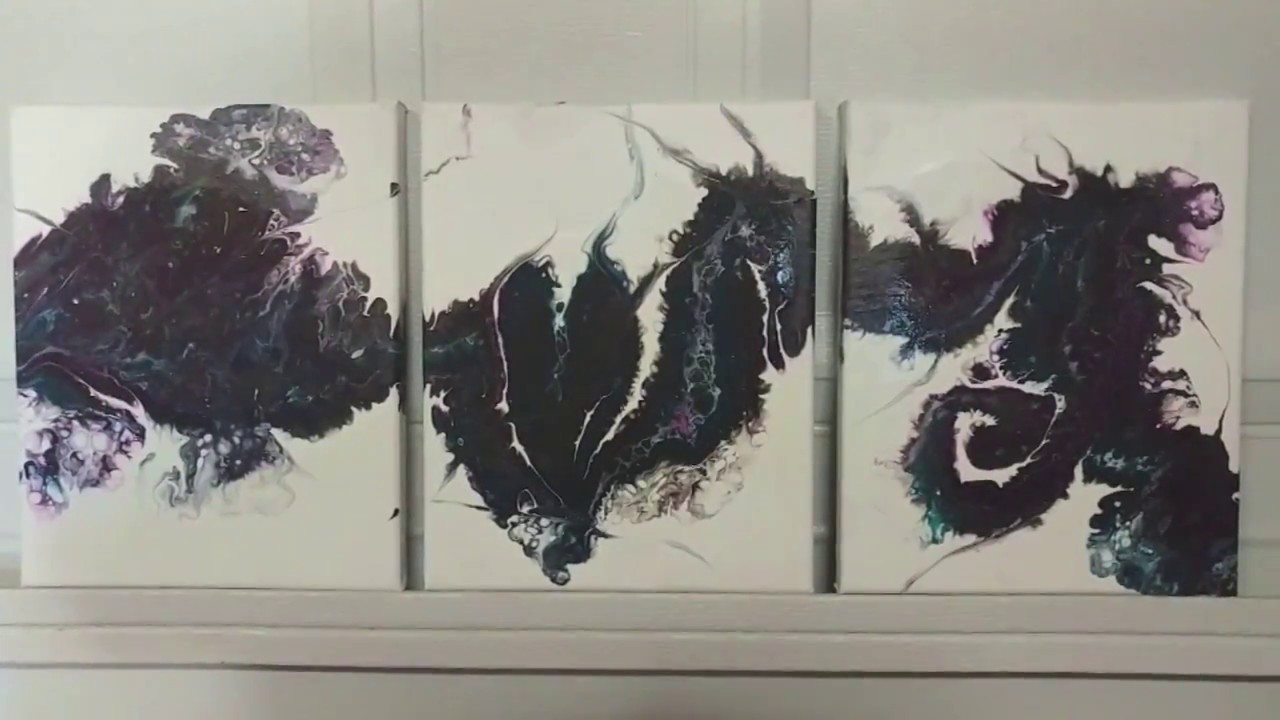 Acrylic Pour on 3 Canvases