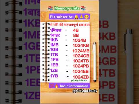 Units of Computer Memory ?Memory।Unit ! Bits ! Bytes !#shorts #ytshorts।।KB, MB,GB,TB,Byte,Bit #gk