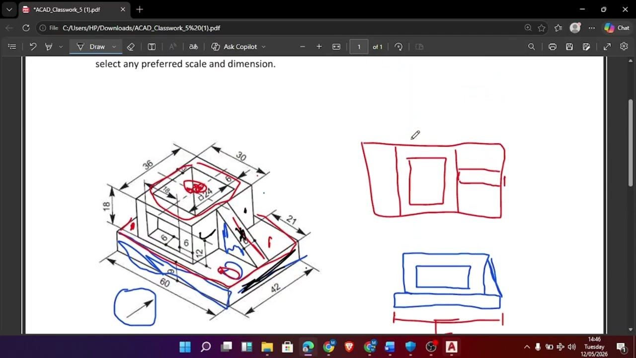Engineering Drawing: Orthographic Projection Step-by-Step (Beginner Guide)- 5