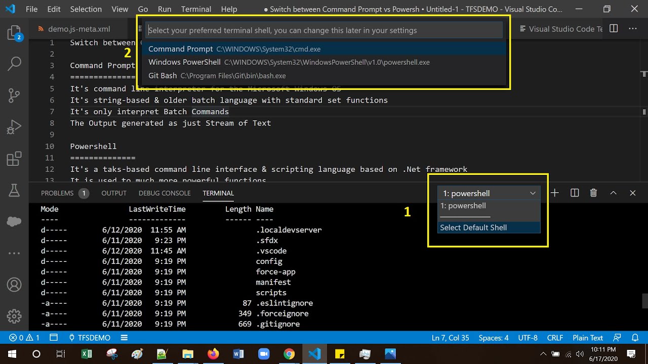 Visual Studio Code Tips - Switch between Command Prompt vs Powershell in Visual Studio Code Terminal