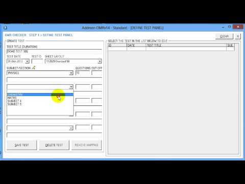 OMR Sheet Checker Operation (Define Test)
