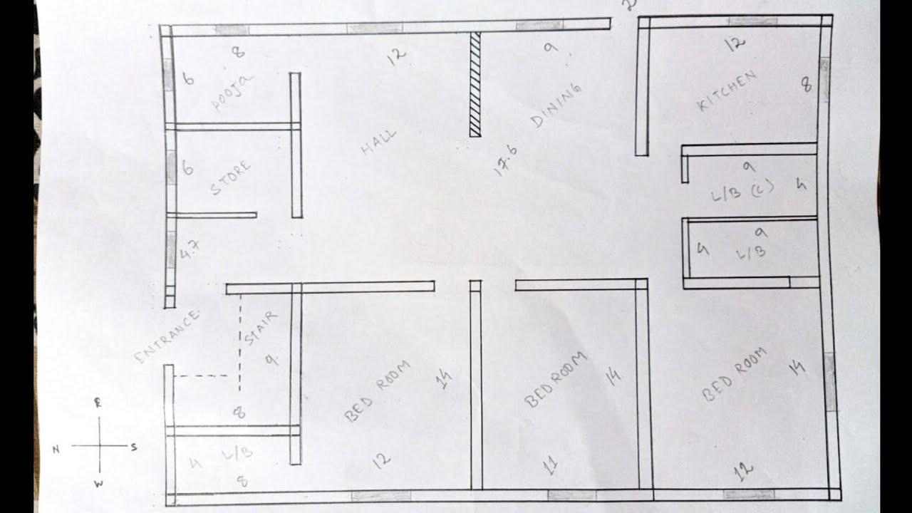 1000 square feet 3 bedroom house plan with walkthrough