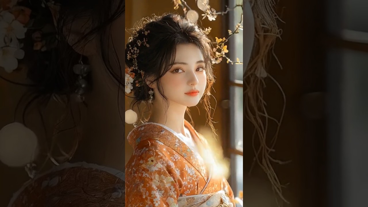 Stunning Orange Kimono with Floral Design #kimono #fashion #elegance
