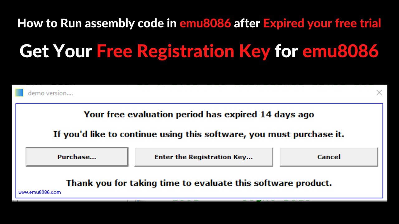 emu8086 license key | How can you run the assembly code in emu8086 and fix the license key issue!