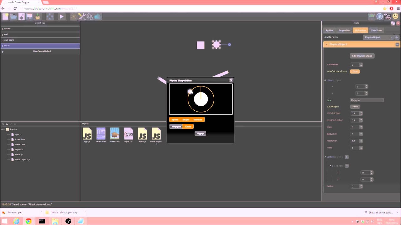 Making HTML5 games with WADE - Physics plugin
