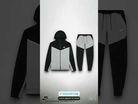 NIKE SPORTSWEAR TECH FLEECE TRACKSUIT BLACK/GREY HEATHER/WHITE #ossloop #dubai #nike #techfleece #af