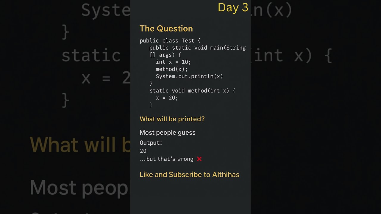Tricky Java Interview Question Explained in 20 Seconds | Java Coding Q&A #coding #interview #java