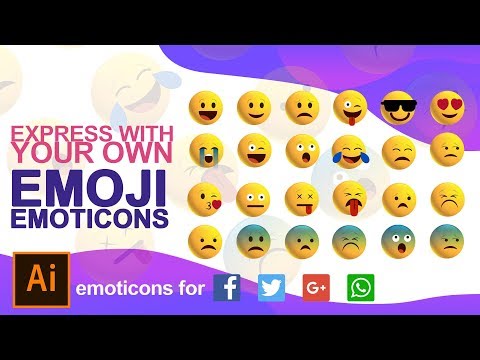 How to Create icons (Emoticons) for mobile apps : facebook, whats app (Adobe illustrator tutorials)
