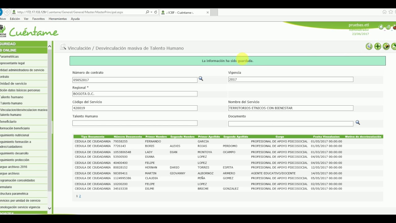 CARGUE DE ARCHIVOS PLANOS EN CUENTAME ICBF