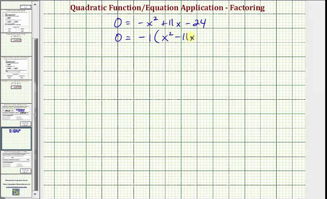 Ex: Quadratic Function Application - Profit (Factoring a Trinomial)