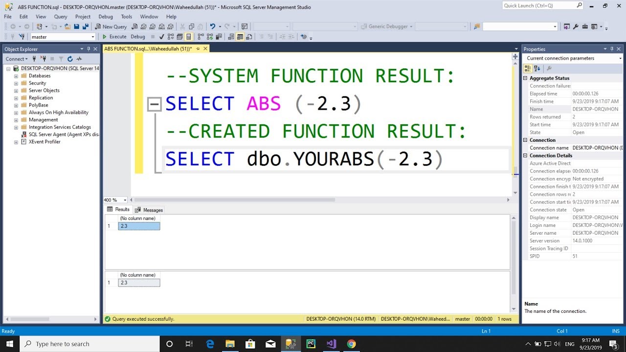 How to create ABS () in scalar valued function in SQL Server | Create your own ABS function