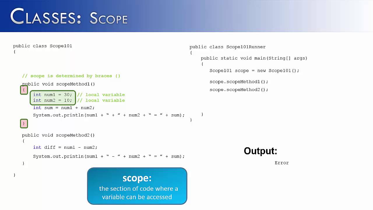 Classes Part 10: Scope (Java)