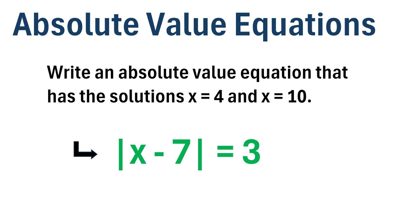 How to Write Absolute Value Equations Given the Solutions