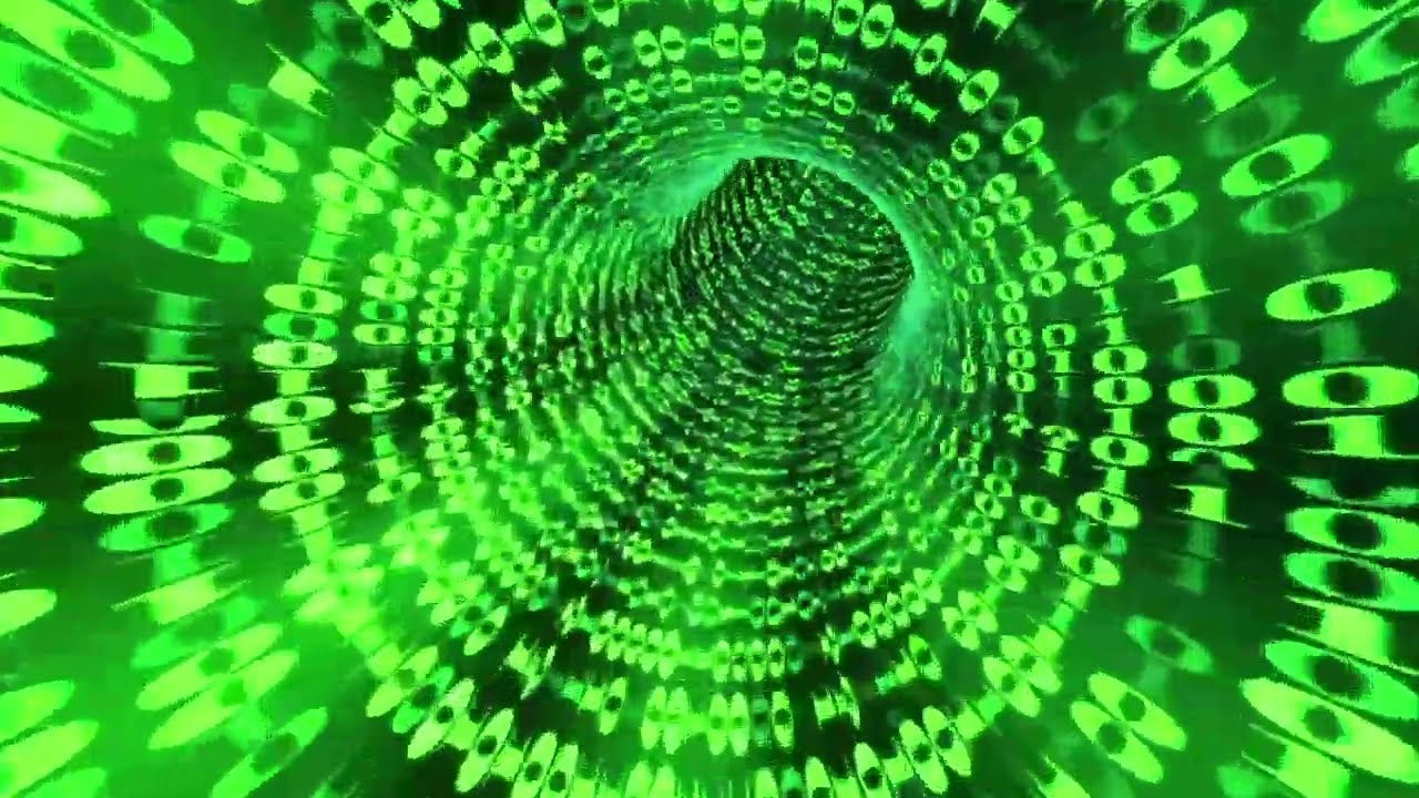 Neon Green Matrix Tunnel 💠 1 Hour Animated Looping 3D Wallpaper Background