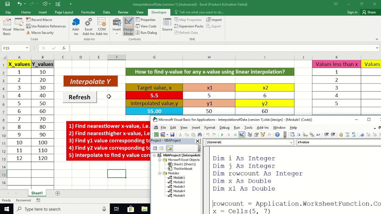 ExcelVBA 08: Interpolate data using multiple modules