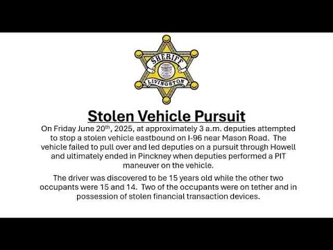 Teen leads deputies on high-speed chase in stole vehicle