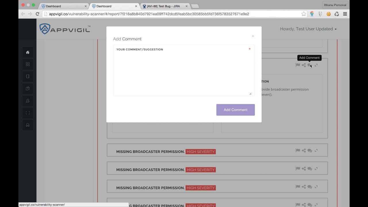 Appvigil: Mobile App Vulnerability Report Walk-through