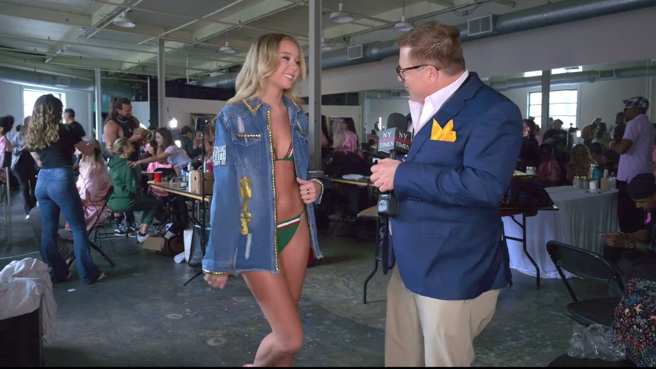 Bikini Model Hannah Kenerly backstage at Atlanta Swim Week with Designer Bovine Blues