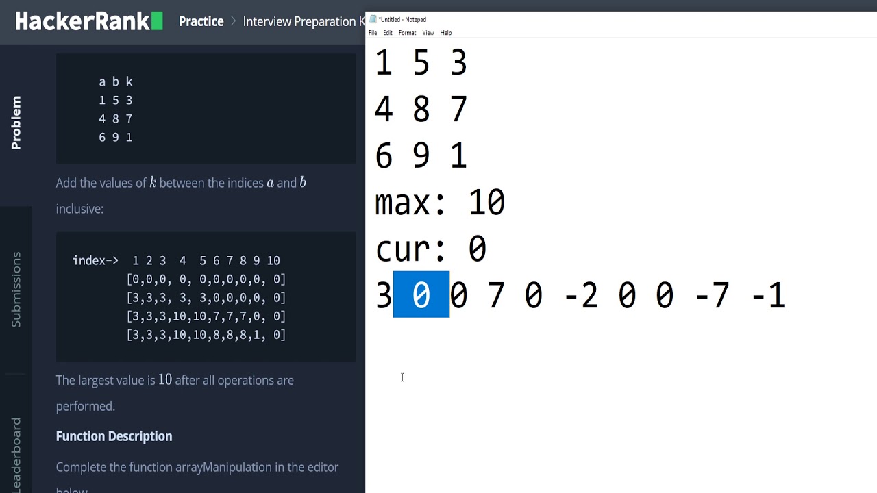HackerRank Interview Prep - Problem 9: Array Manipulation