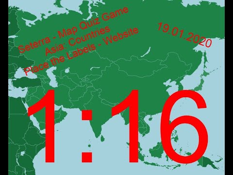 Seterra - Map Quiz Game Speedrun - Asia: Countries - Place the Labels - Website: 1:16 (19.01.2020)