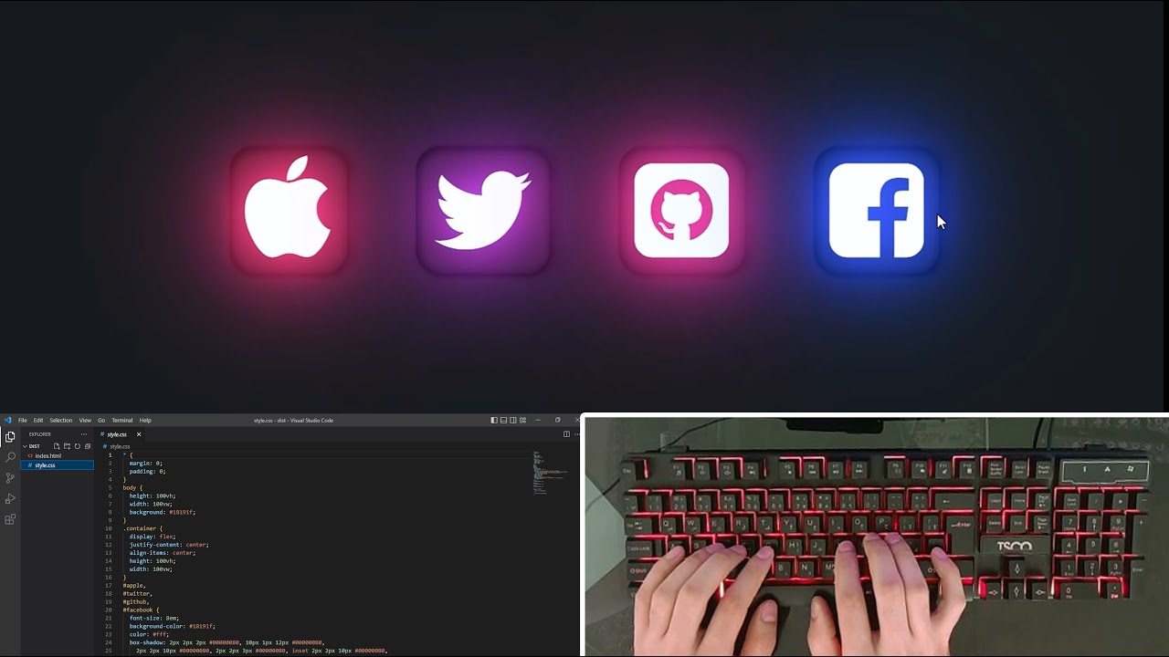 ASMR Programming - Glowing Icons with HTML CSS - No Talking