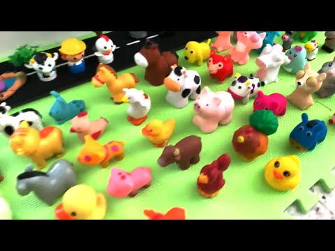 Farm Animals in Blue Foam Beads, Blue Tub, and Blue Slide