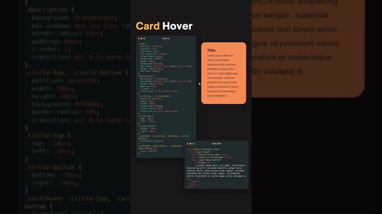 Card Hover Effect | #shorts  #html  #css  #effects   #card |