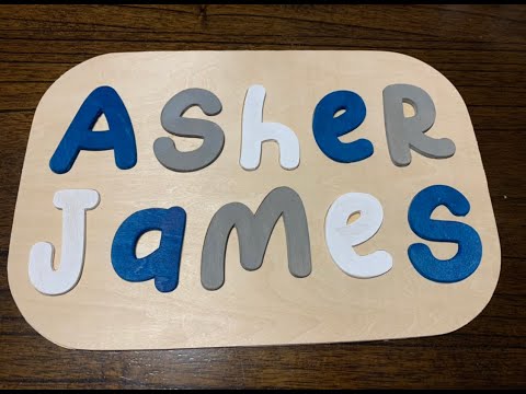 Wood name puzzle made on Cricut
