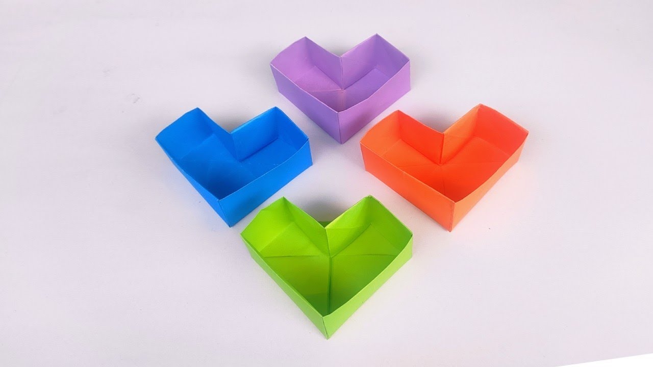 Origami box / Heart shaped box origami / Fold paper box / Origami box one piece