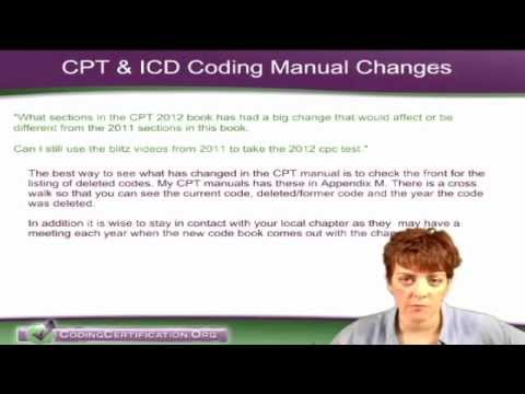 List of CPT Coding Changes for 2012 and CPC Exam