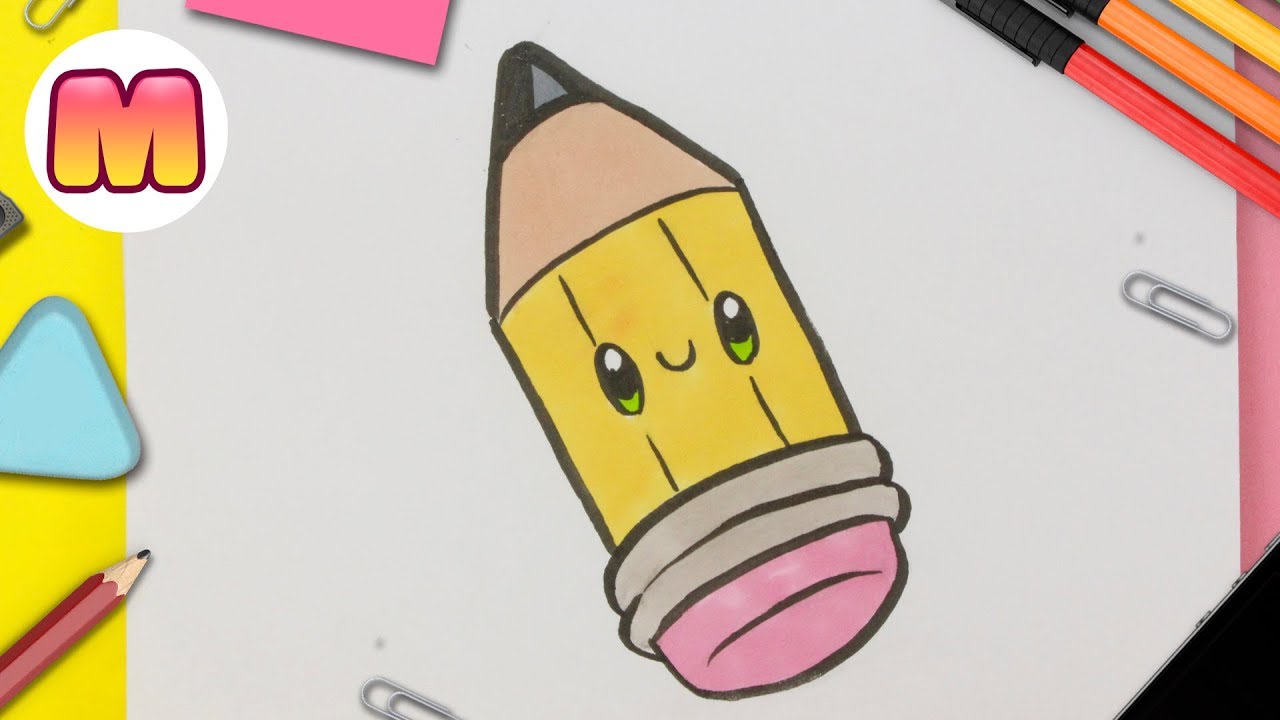 HOW TO DRAW A KAWAII PENCIL STEP BY STEP - Easy Kawaii Drawings - How to draw a pencil
