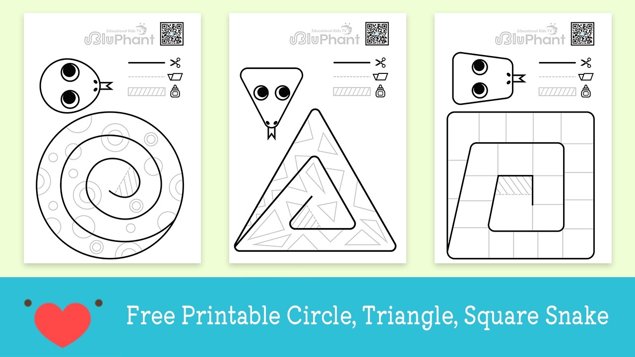 📥 Free Printable Shape Snake Mobiles | Circle, Triangle & Square Learning Crafts for Kids 🐍🔵🔺🟩